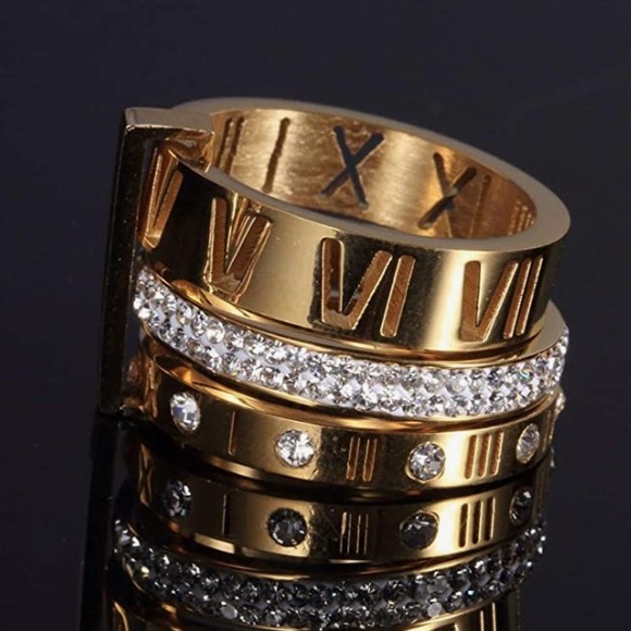 Jewelry | Nwt Stainless Steel Roman Numeral Ring 3 In 1 Spinner Rings ...